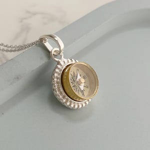 Tiny Sterling Silver Working Compass Necklace With Engraving ...