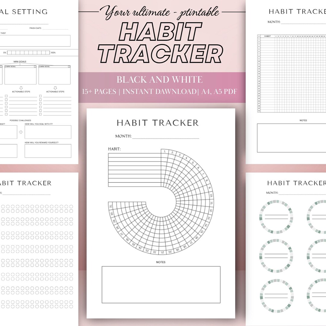 Monthly Habit Tracker Printable Planner | Build Good Habits, Break Bad ...