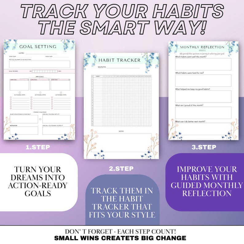 Monthly Habit Tracker Printable Planner | Build Good Habits, Break Bad ...