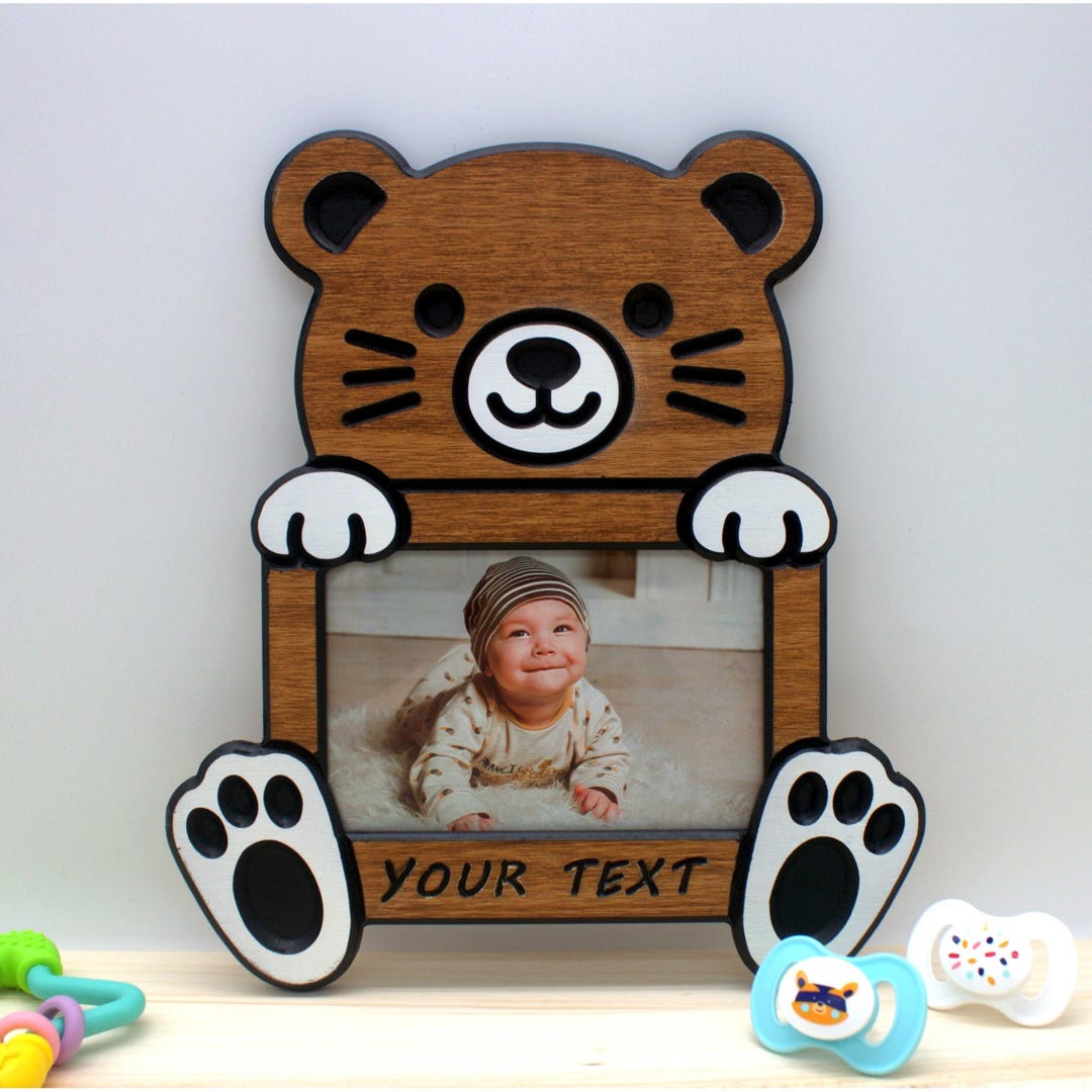 Teddy Bear Picture Frame – Wooden Pet Photo Holder | Teddy Bear Decor ...