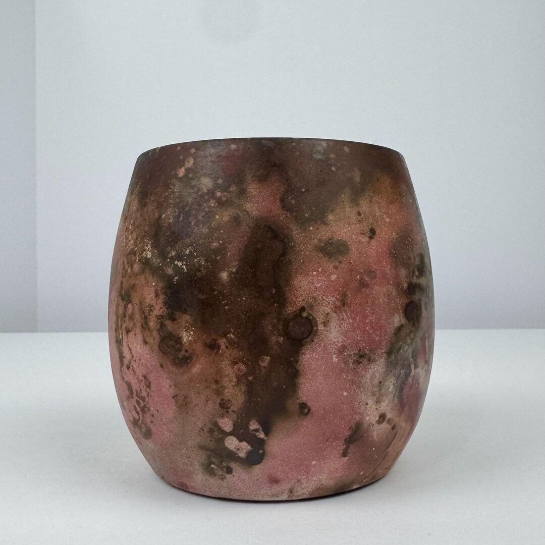 Pit Fired Burnished Vase – 4" X 4.25" Handmade Elliptical Ceramic, Deep ...