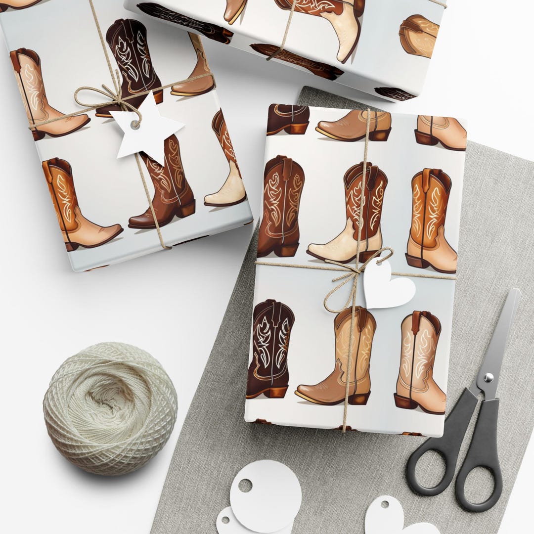 Western Cowboy Boots Gift Wrap Papers | Rustic Cowboy Theme, Perfect ...