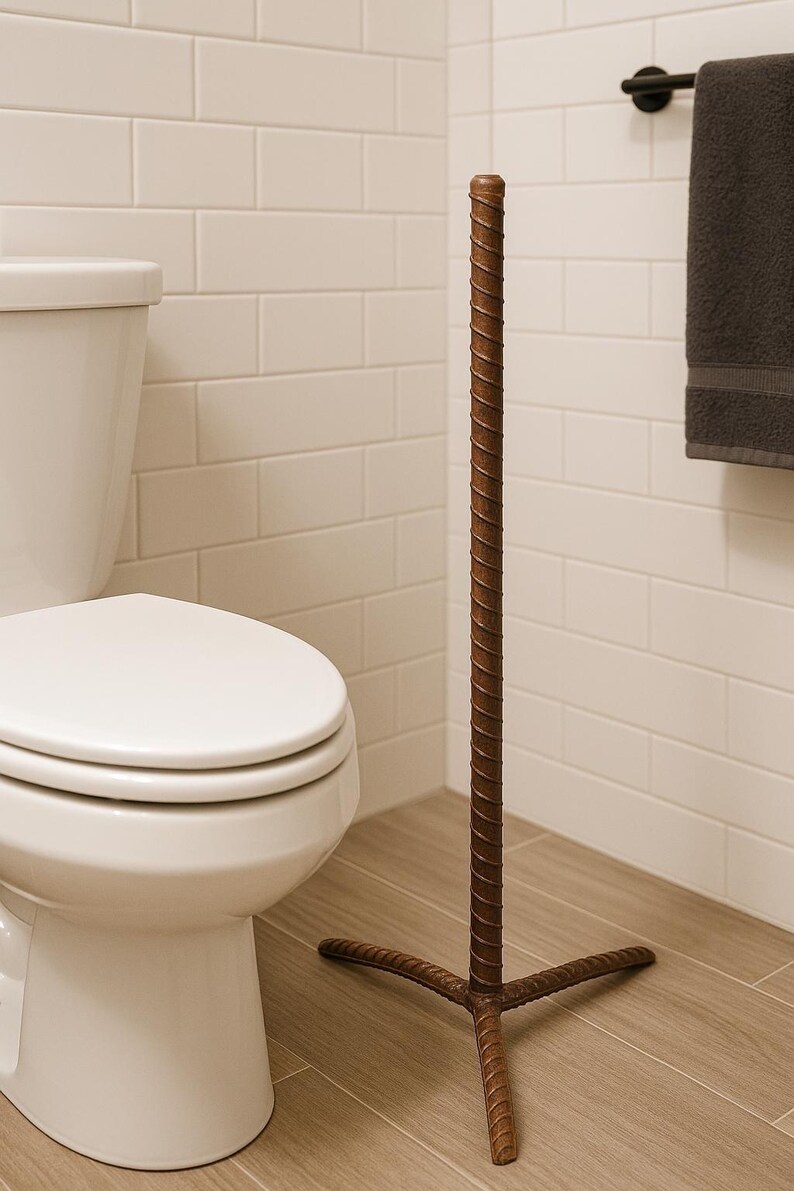 Freestanding Rebar Toilet Paper Holder | Rustic Floor TP Stand ...