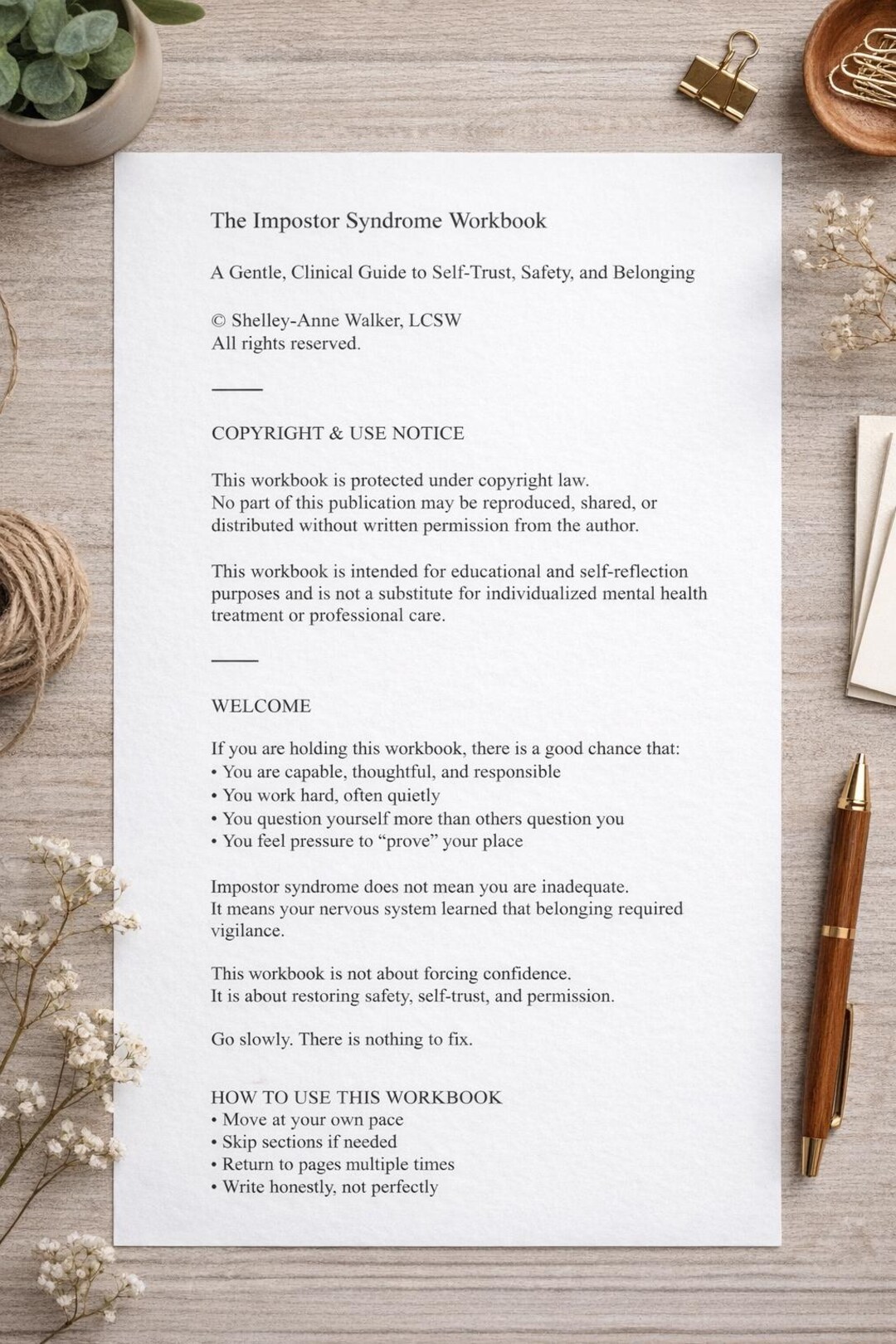 Impostor Syndrome Workbook | Self-trust & Healing Guide | Therapy ...