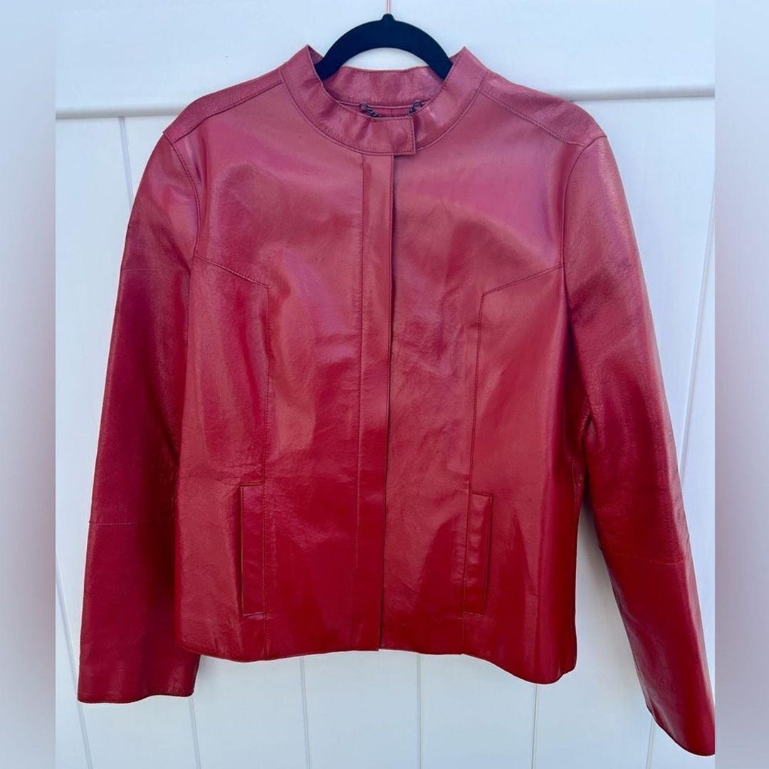 RARE Kenneth Cole Black Label Red leather Jacket Large Vintage - Etsy