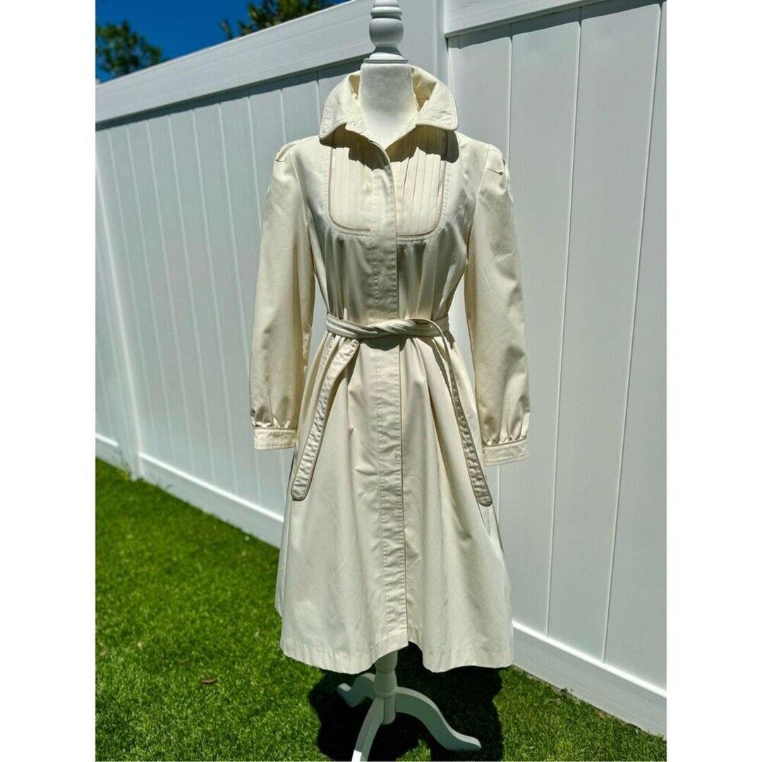 Vintage 70's Women's Secretary Geek Trench Coat Tan Waist Coat Jacket ...