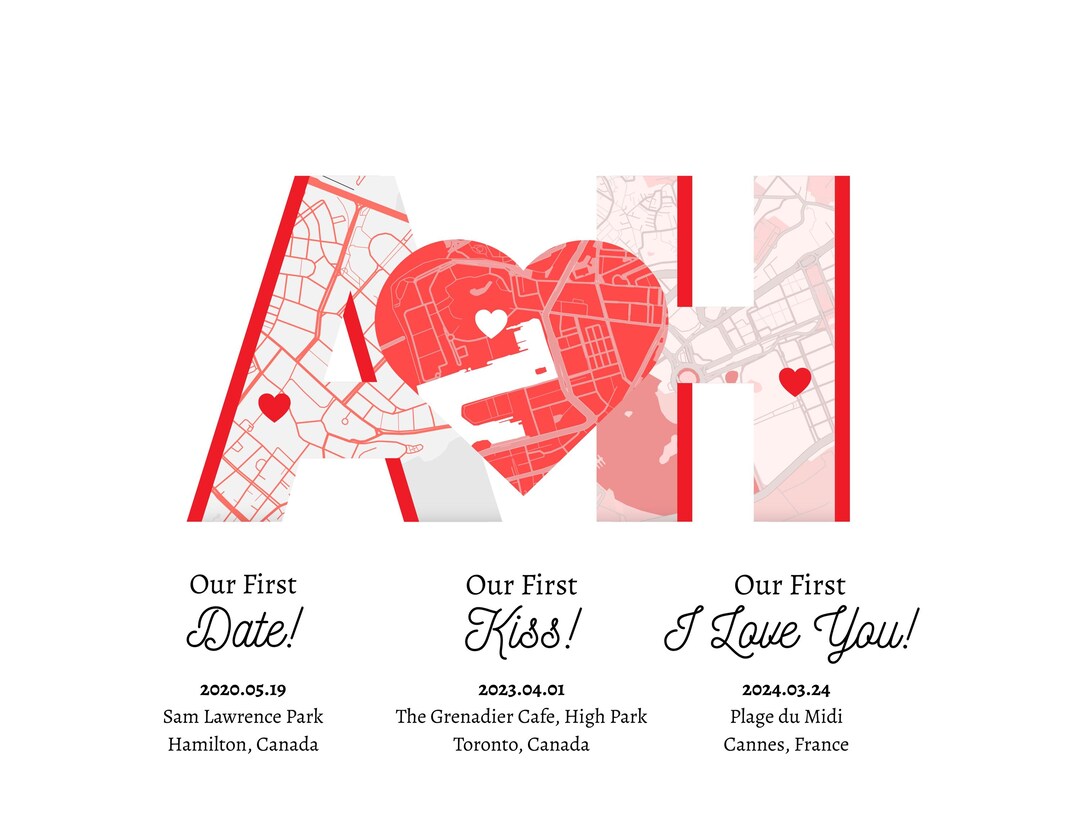 Personalized Love Map Print, Custom Couple Map, Anniversary Gift ...