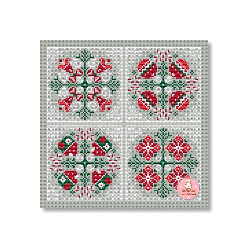 Merry Christmas Ornament Cross Stitch Pattern: Winter Snowflakes 2x2 Square Sampler (PDF Pattern ...