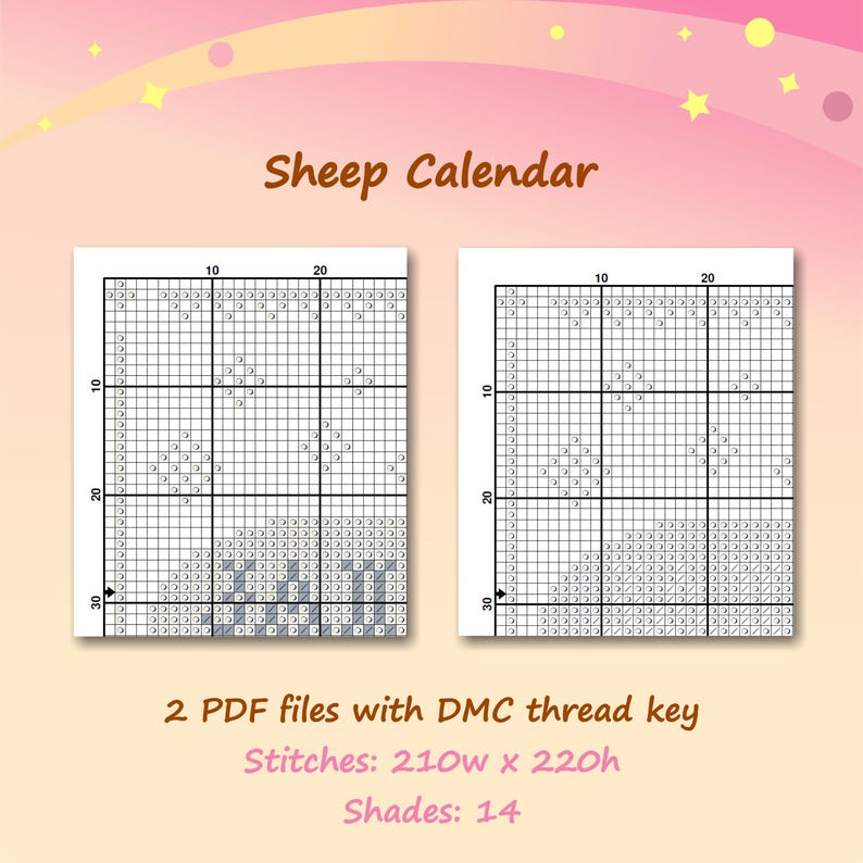 Sheep Calendar Cross Stitch Pattern: Months of the Year Sampler (PDF ...