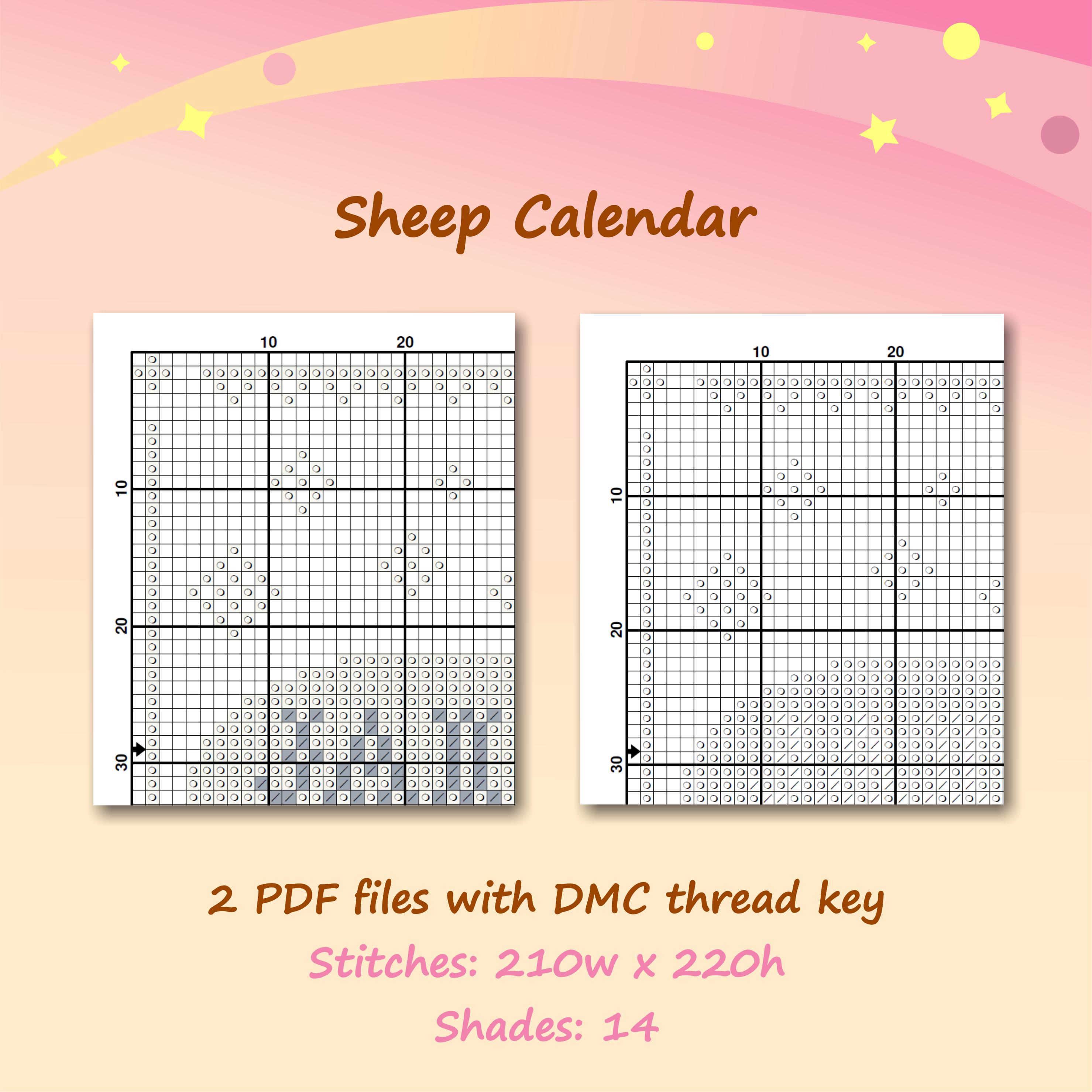 Sheep Calendar Cross Stitch Pattern: Months of the Year Sampler (PDF ...