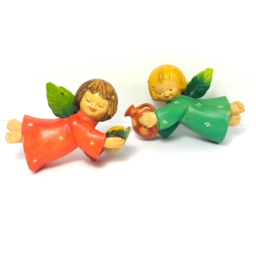 2 Anri Ferrandiz Flying Angels Christmas Ornaments Hand Crafted Painted ...