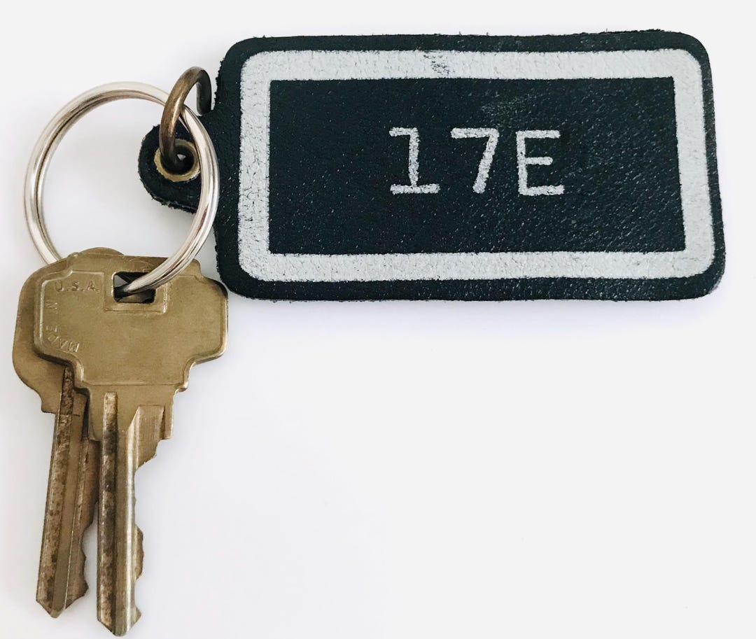 Vintage Hotel Key & Fob Room 17E Leather Double Keys Black Original USA ...