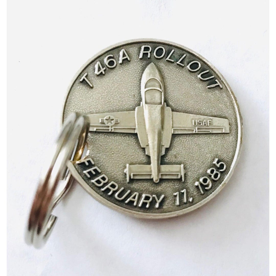 Rare 1985 Fairchild Republic T-46A USAF Rollout Coin Key Ring Keychain ...