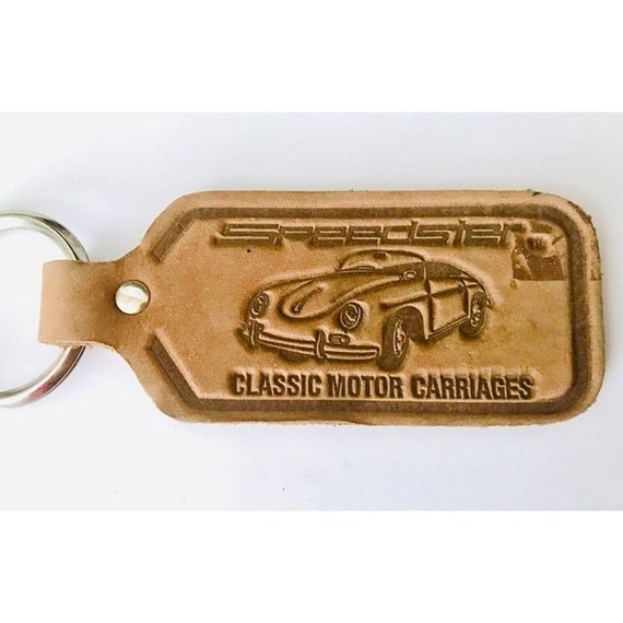 Vintage Speedster Porche Tooled Leather Key Ring Fob … - Gem