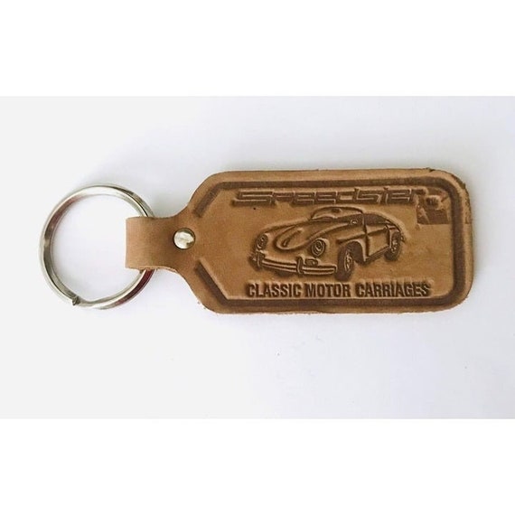 Vintage Speedster Porche Tooled Leather Key Ring Fob … - Gem