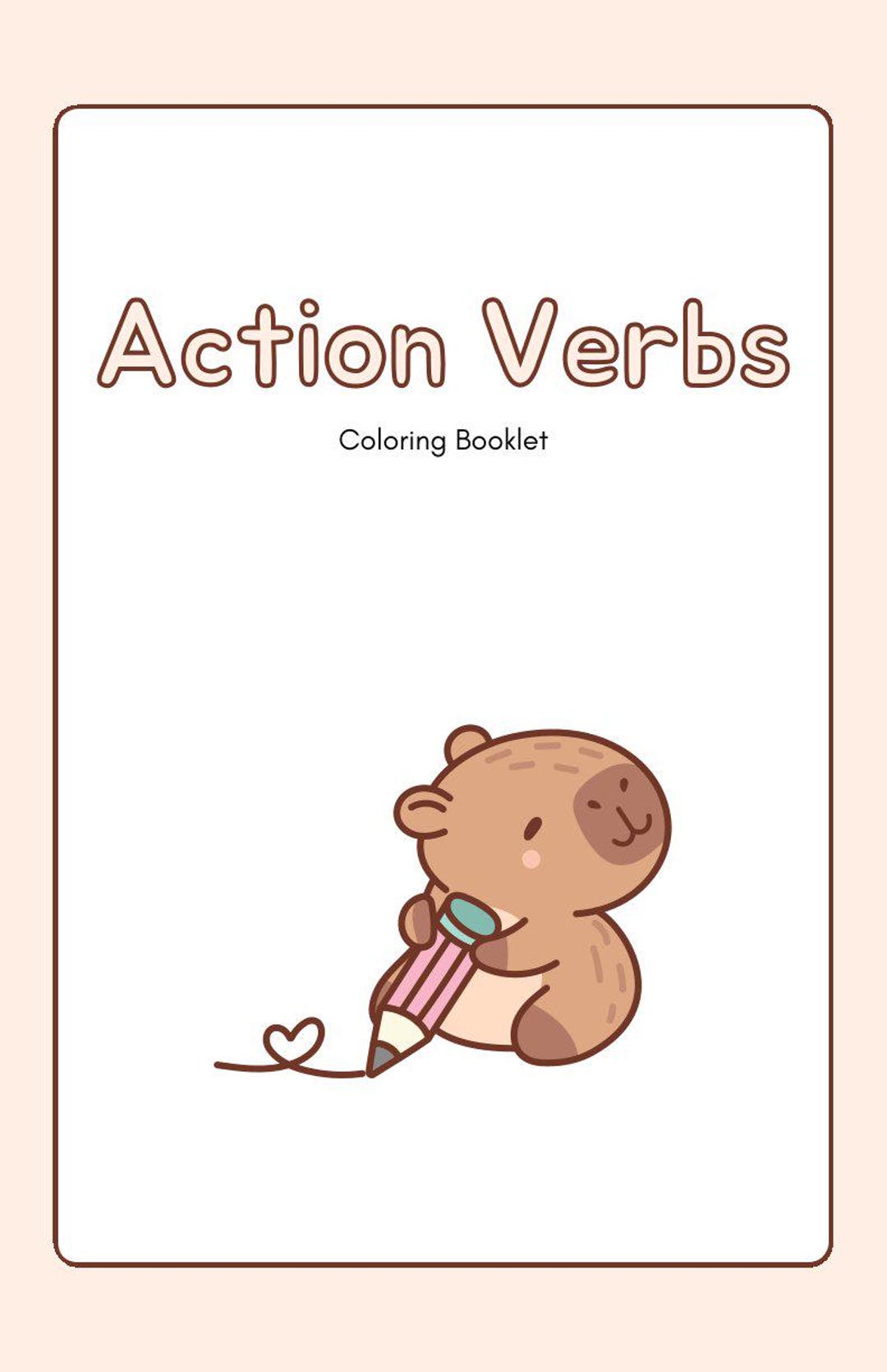 Action Verbs Coloring Book: ESL English Learning Activity (printable ...