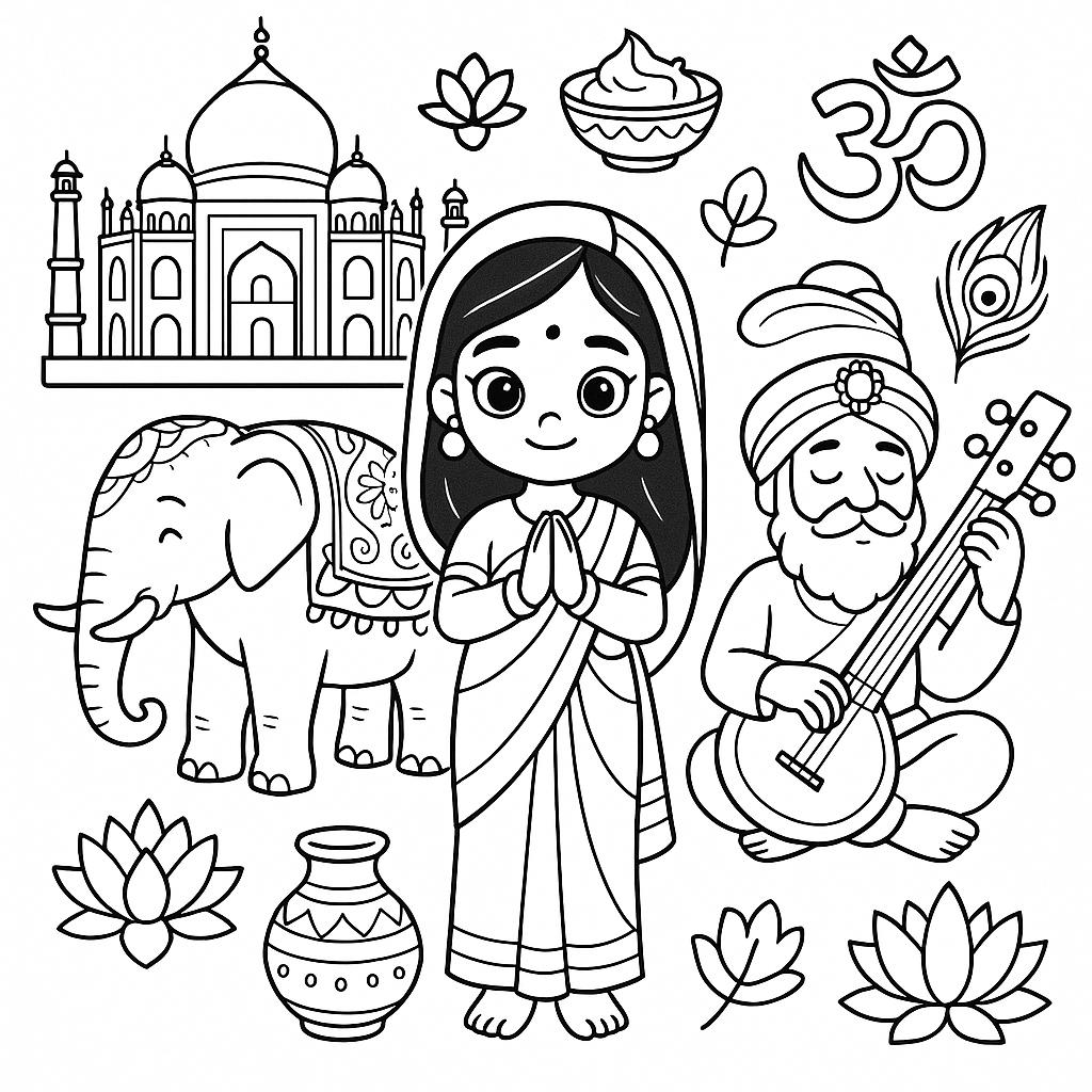 Indian Coloring Book 1 - Etsy