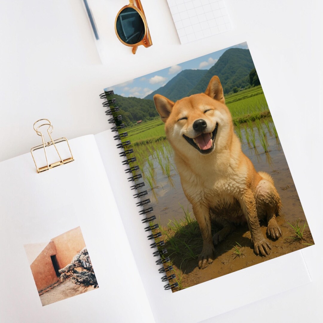 Happy Shiba Inu Spiral Notebook - Cute Pet Journal, Dog Lover Gift ...