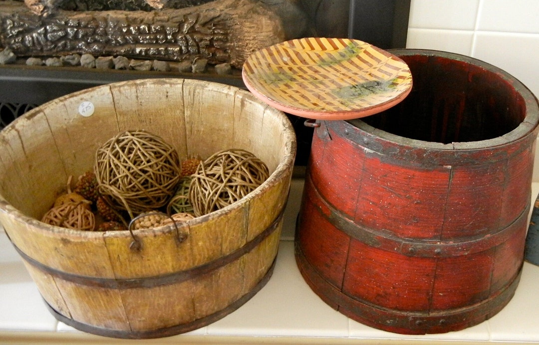 1790's Primative Wooden Pail Vintage Mustard Paint - Etsy