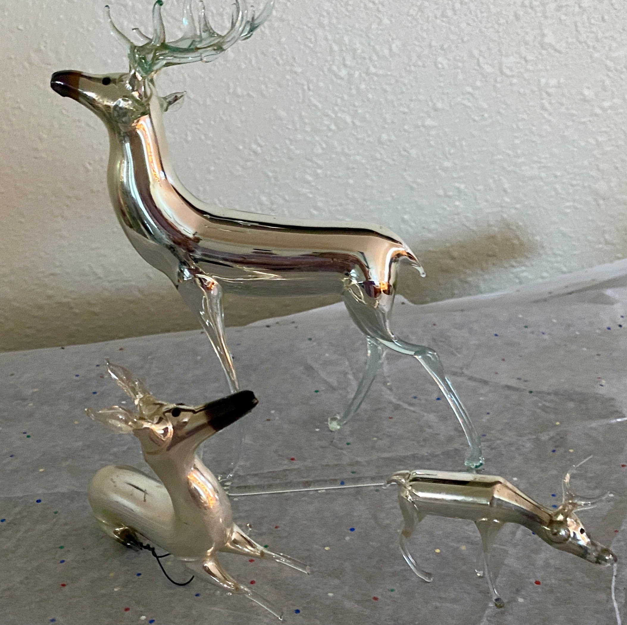 MERCURY GLASS Rare DOE. Blown German Reindeer Antique Silvered ...