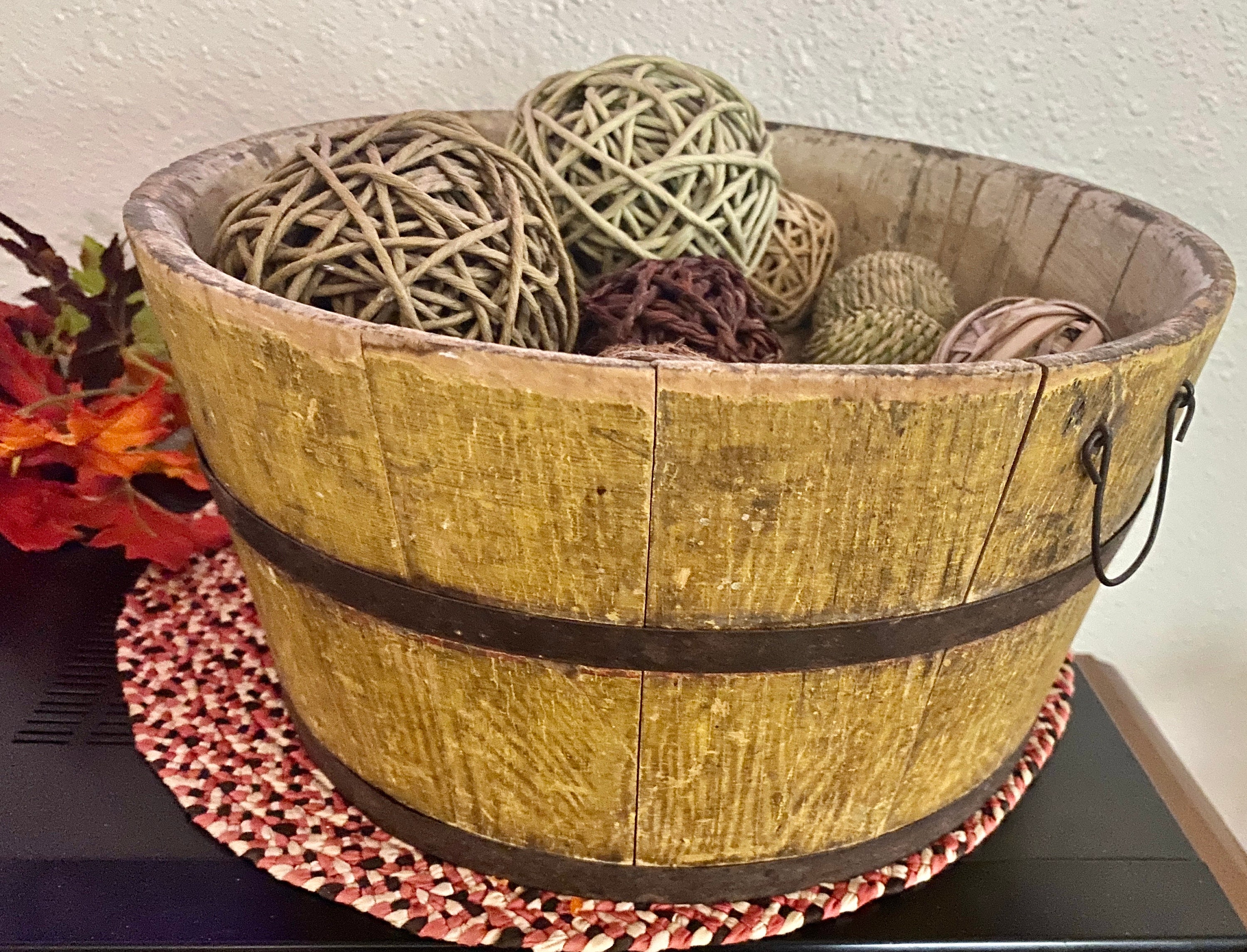 1790's Primative Wooden Pail Vintage Mustard Paint - Etsy