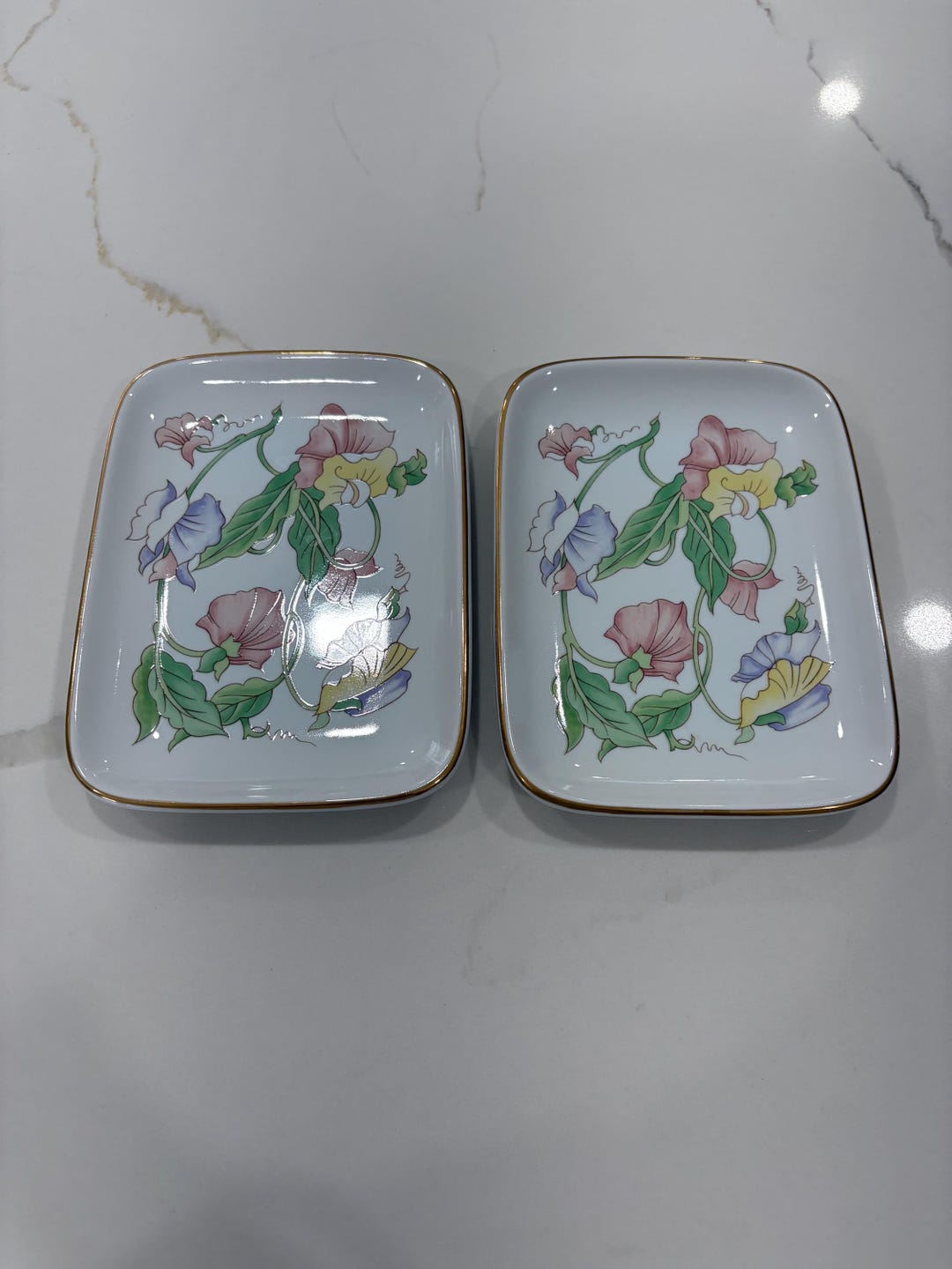 Vintage Ben Rickert Floral Porcelain Trays - Set of 2, Made in Japan - Etsy
