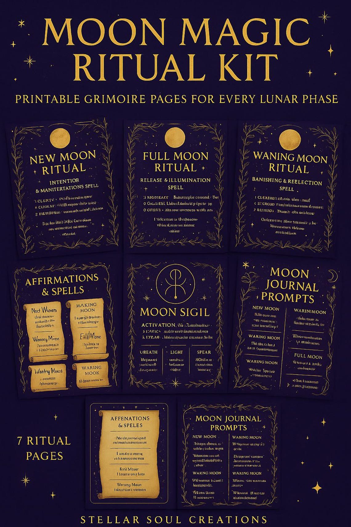 Moon Magic Ritual Kit | Lunar Phase Printable (digital Download) - Etsy