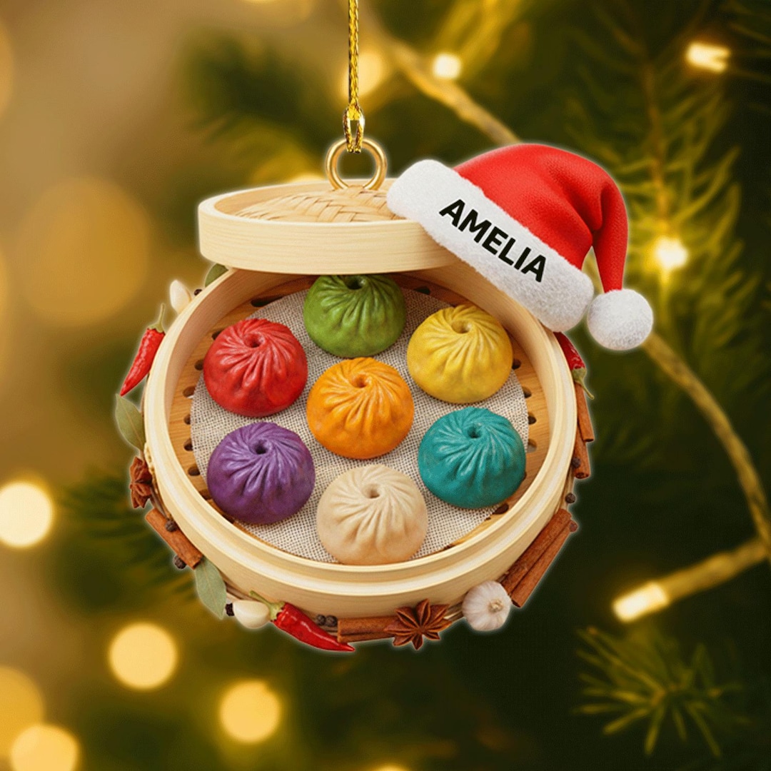 Personalized Dim Sum Ornament, Bao Buns Christmas Gift, Steamer Basket ...