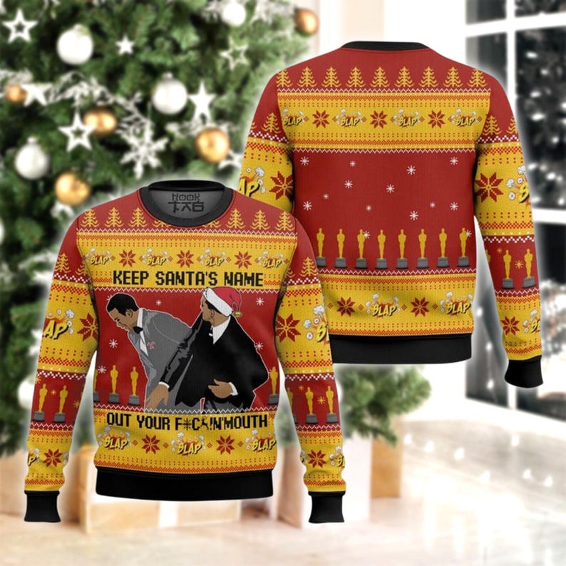 Keep Santa’s Name Out Your Mouth Sweater, Funny Slap Holiday Jumper ...