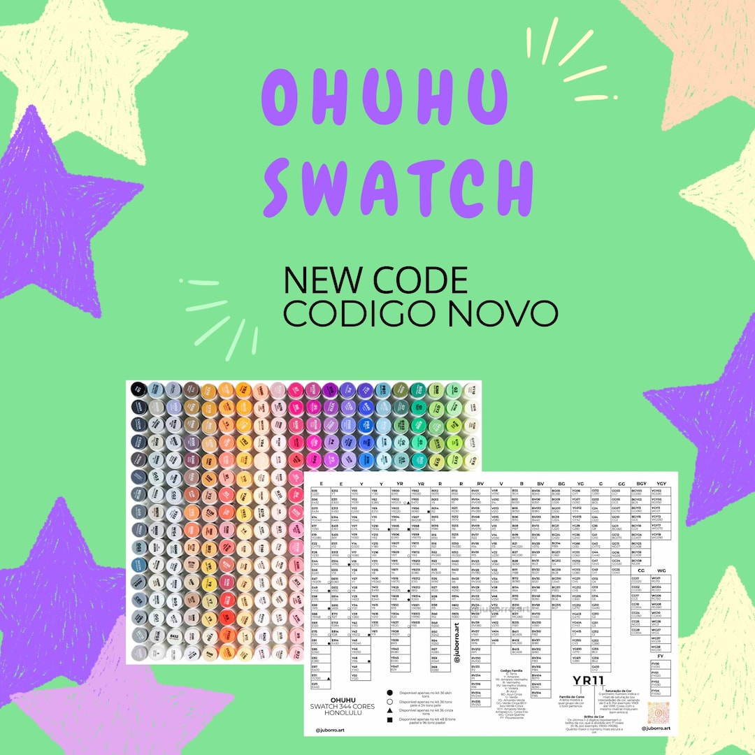 Ohuhu Marker Swatch Chart PDF | Old & New Color Codes | Printable Color ...