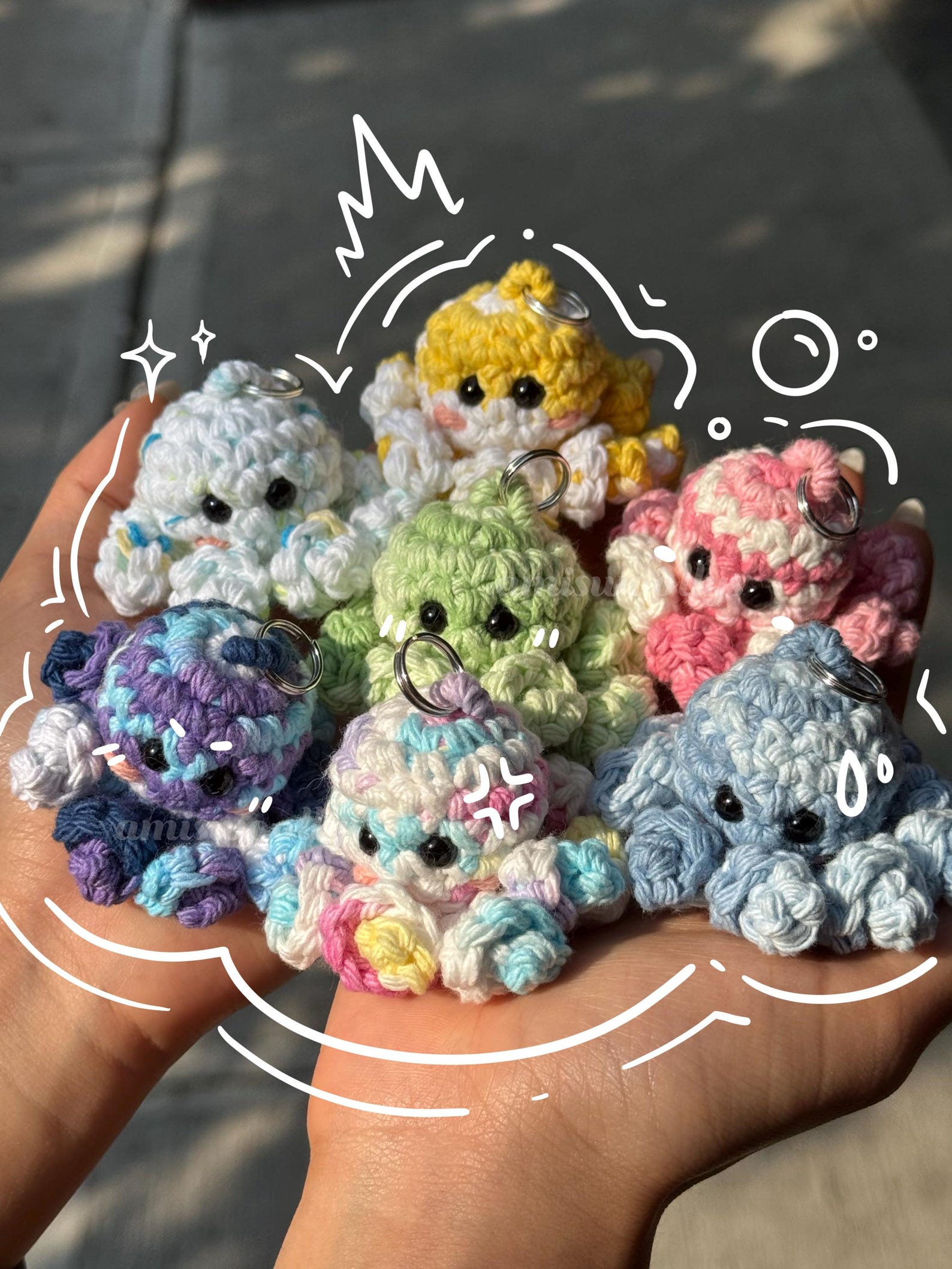 Mini Octopus Crochet Keychain | Cute Crochet Animal Keychains, Handmade ...