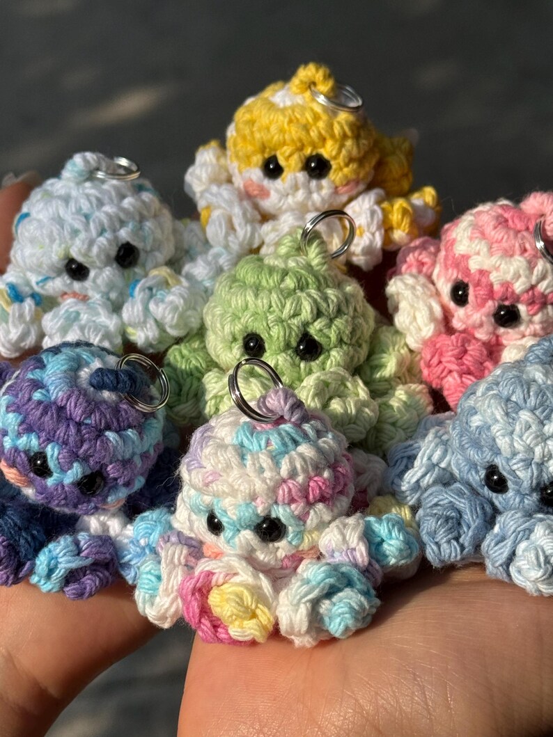 Mini Octopus Crochet Keychain | Cute Crochet Animal Keychains, Handmade ...