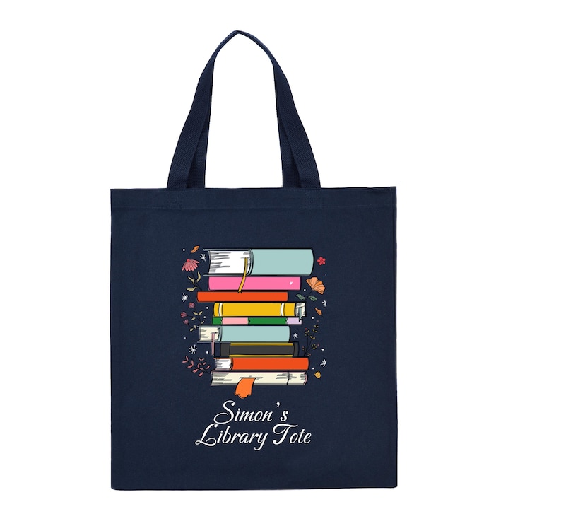 Personalized Library Tote Bag, Custom Name Book Bag for Kids, Teachers ...