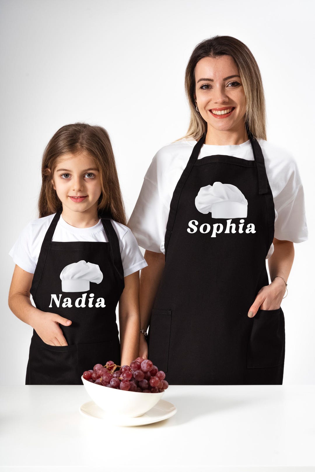 Matching Mama & Me Chef Apron Set, Personalized Kitchen Aprons - Etsy