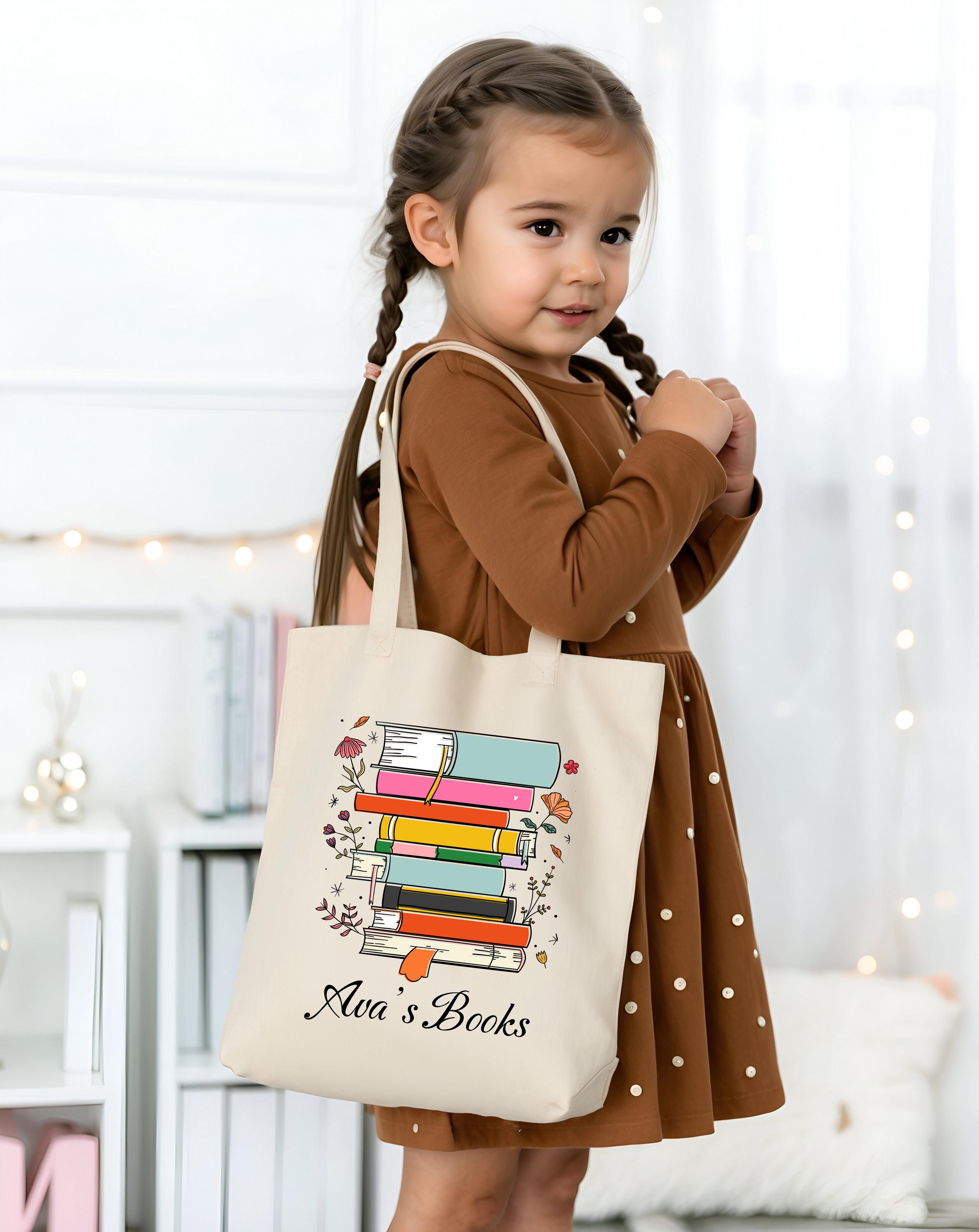 Personalized Library Tote Bag, Custom Name Book Bag for Kids, Teachers ...