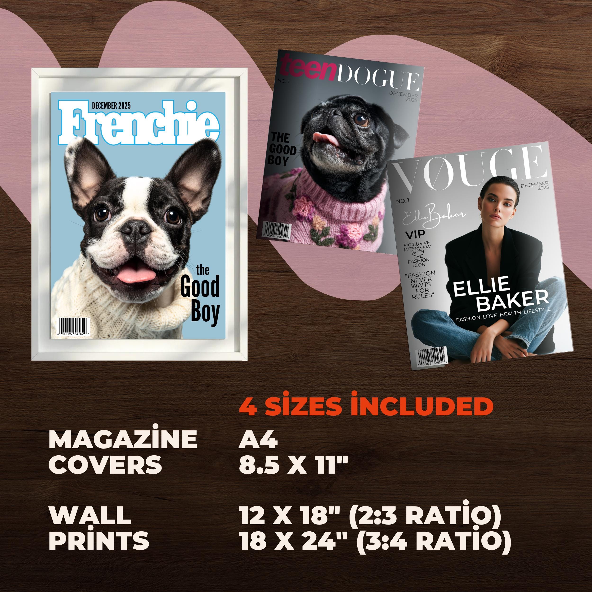Custom Dog Magazine Cover Canvas Print Pet Magazine Cover Personalized ...