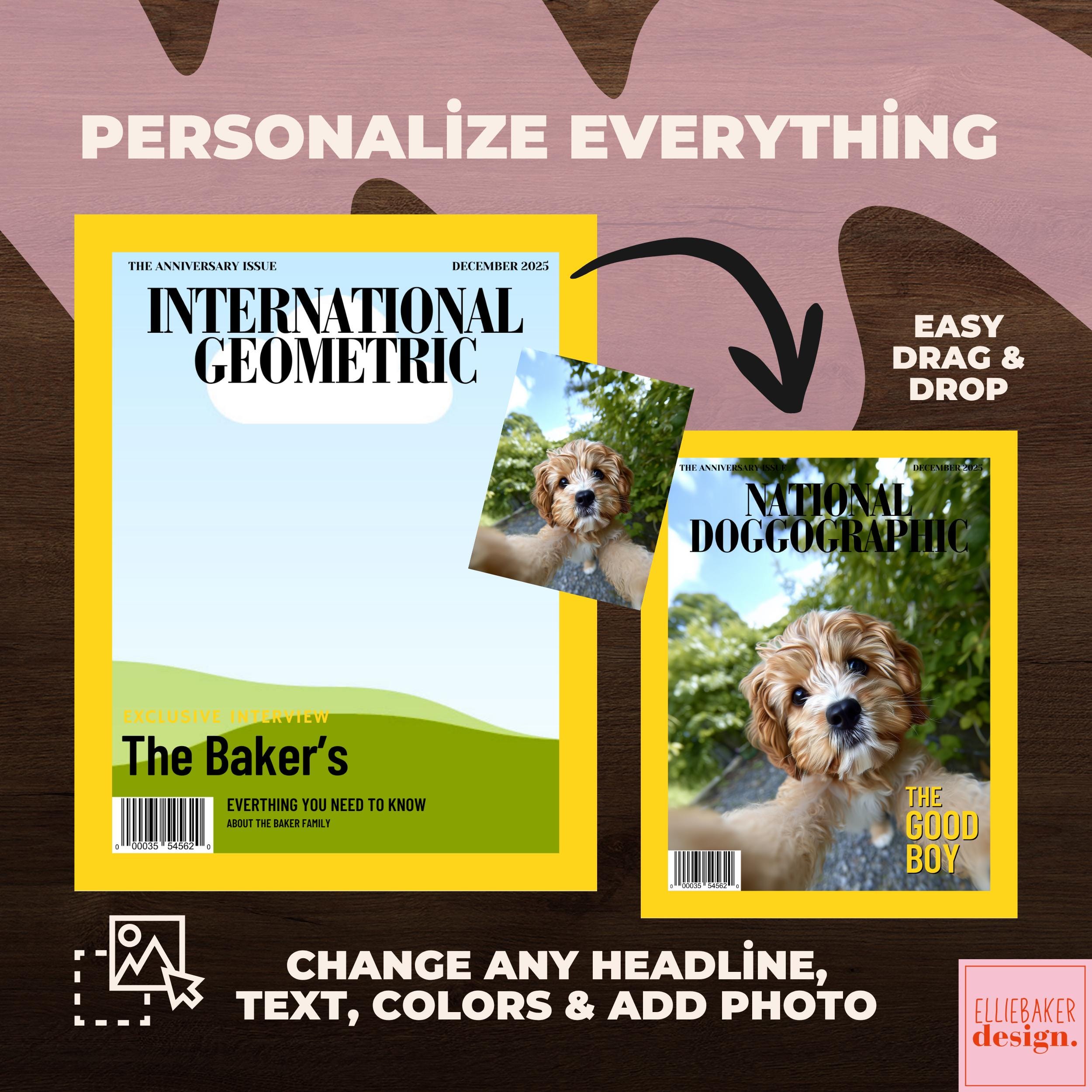 Custom Dog Magazine Cover Canvas Print Pet Magazine Cover Personalized ...