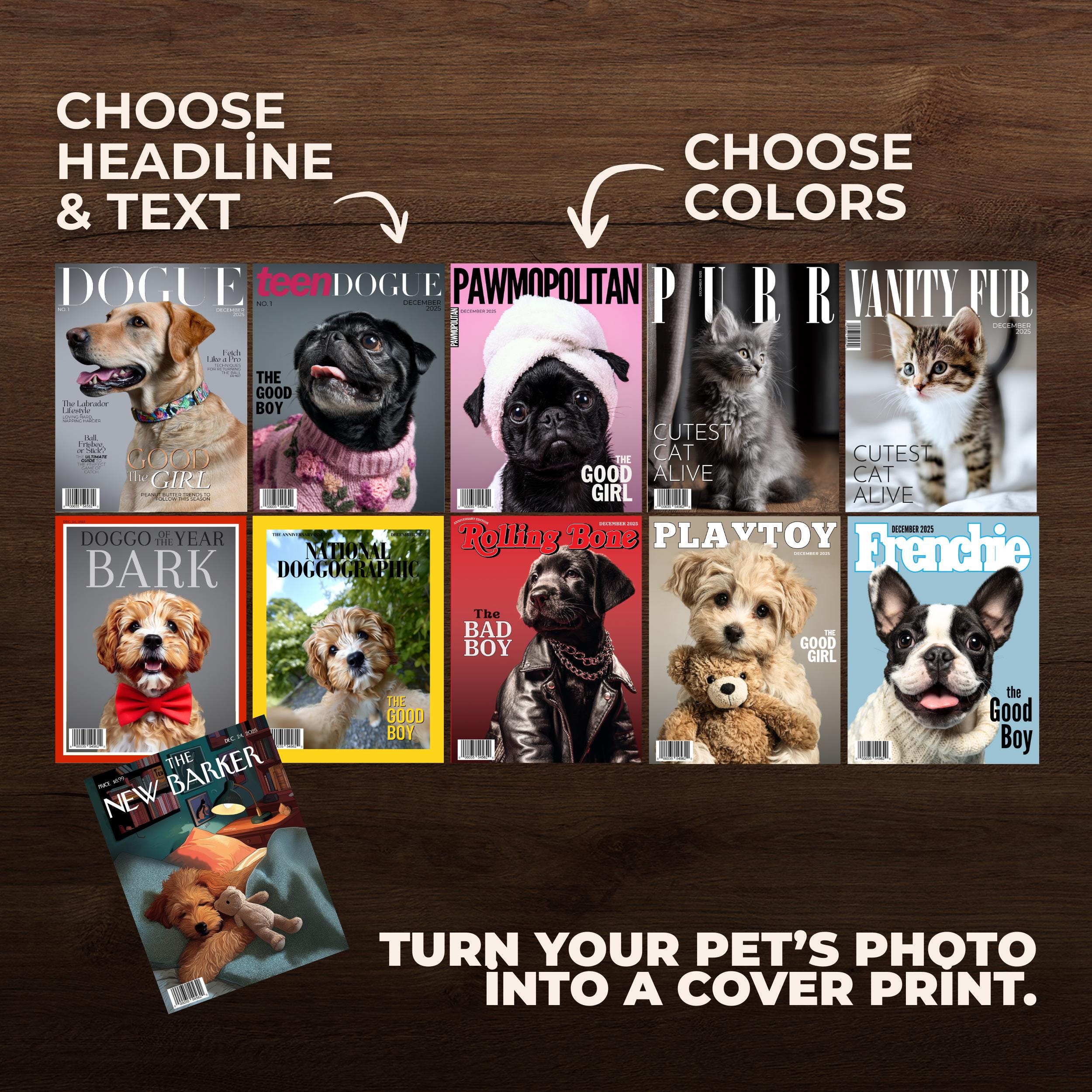 Custom Dog Magazine Cover Canvas Print Pet Magazine Cover Personalized ...