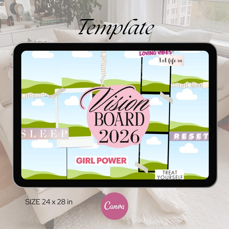 Vision Board 2026 Template Canva Vision Board Kit Vision Board ...