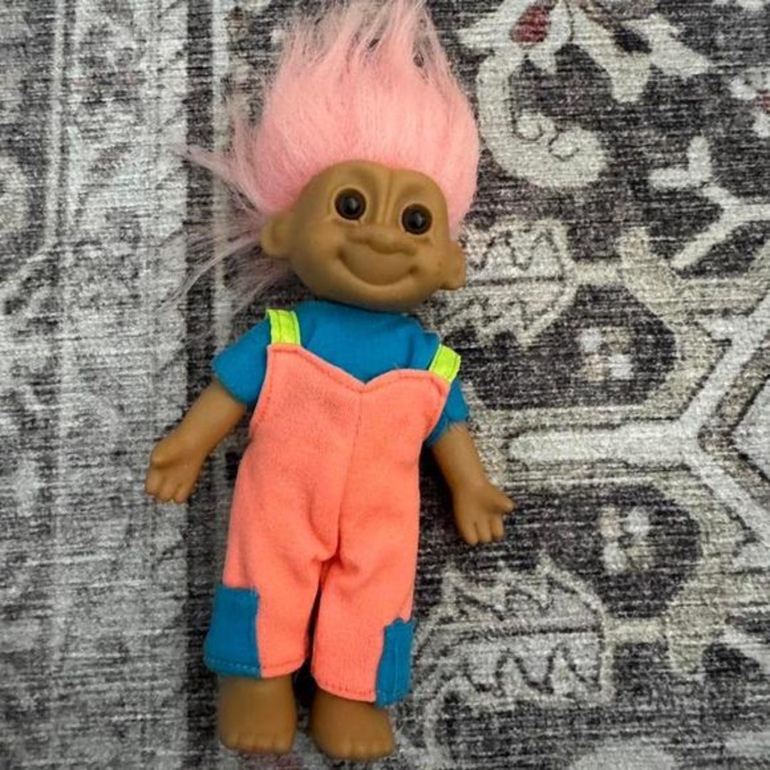 80s Russ Troll Doll With Pink Hair and Overalls - Etsy Canada