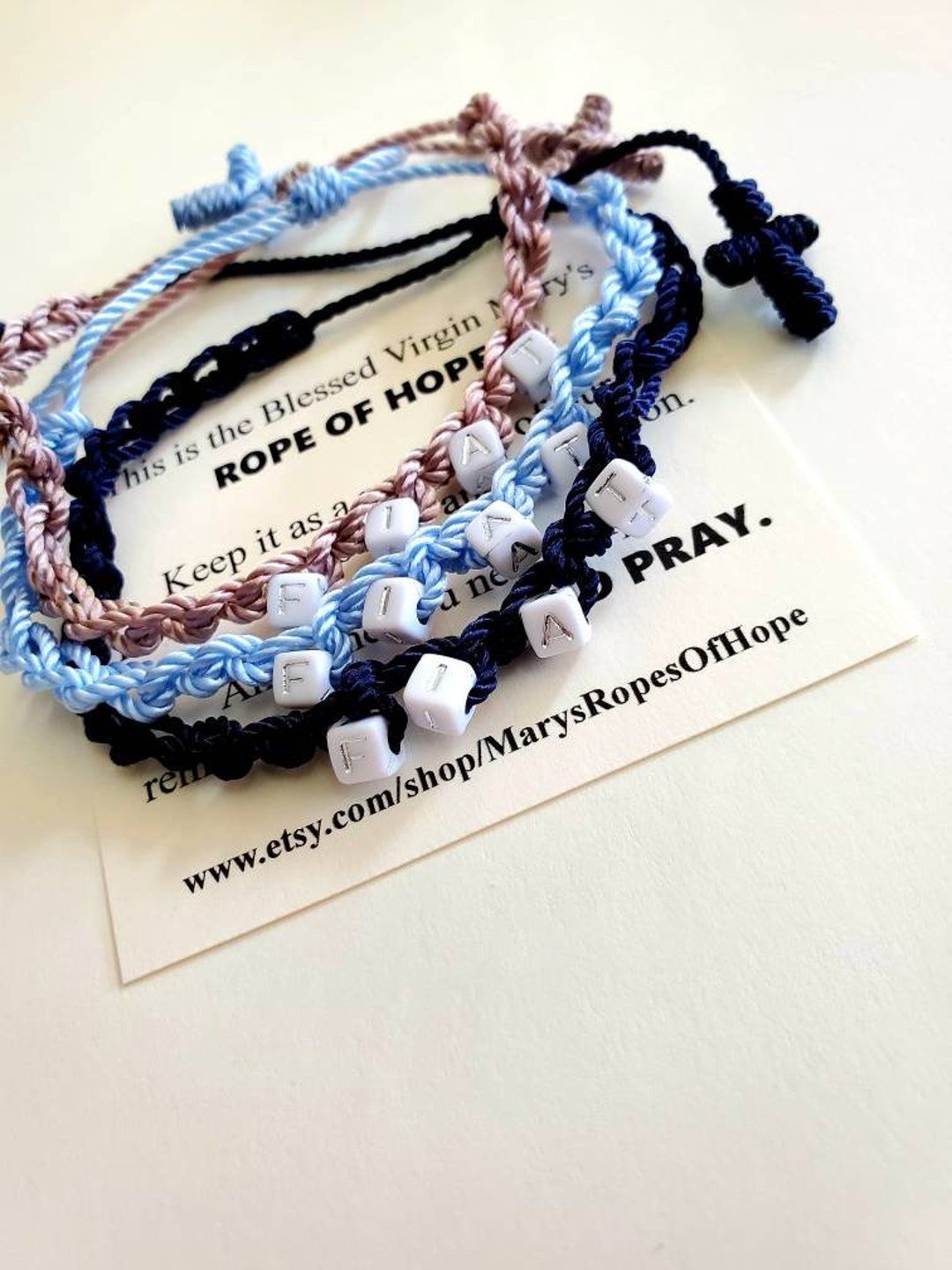 Blessed Virgin Mary Bracelet, Fiat, Letter Bracelet,corded Chain ...