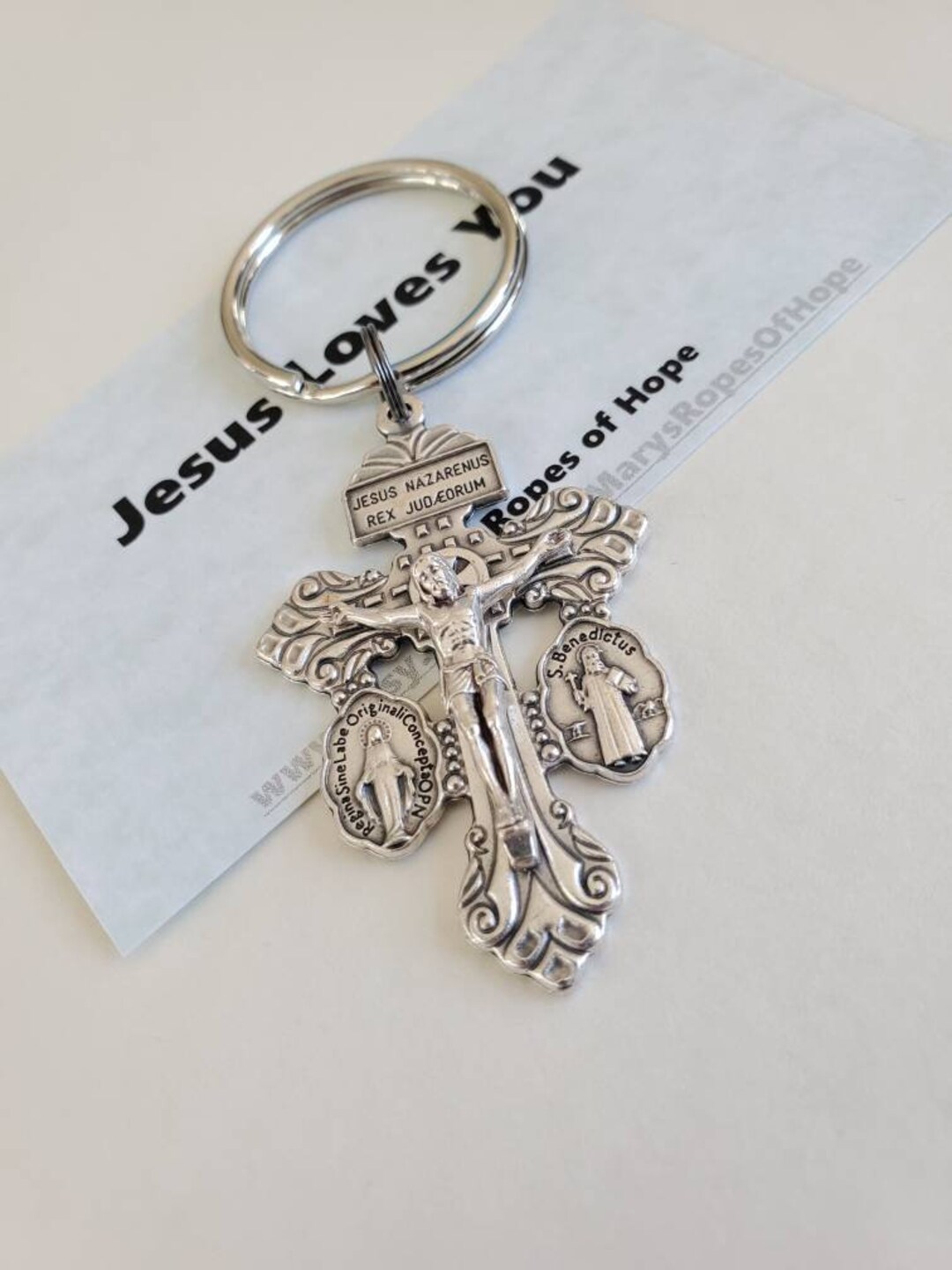 Large Crucifix Keychain, Indulgence, Miraculous Medal, Saint Benedict ...