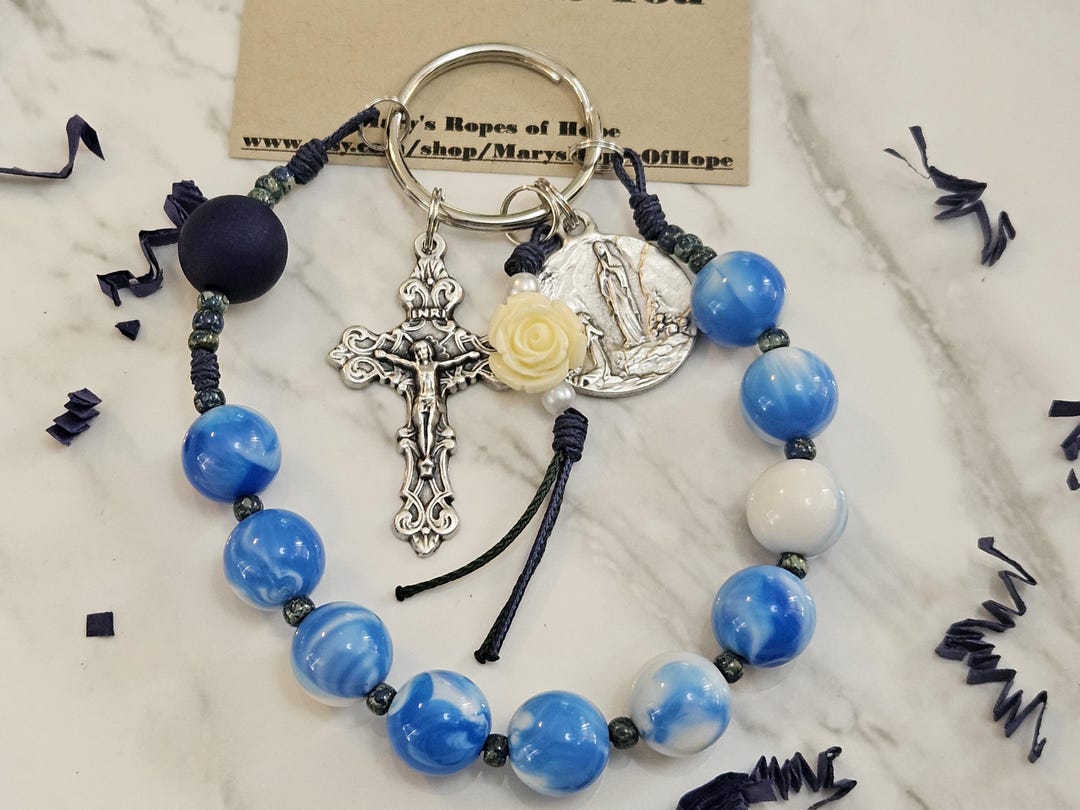 Our Lady of Lourdes Rosary, Keychain, Single Decade Pocket Rosary ...