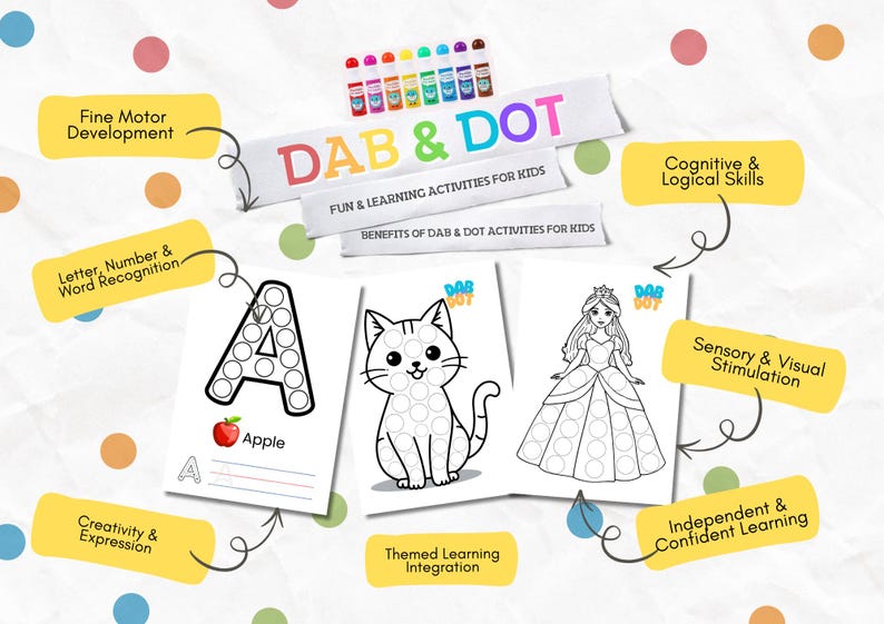 Dab and Dot Collection: Preschool and Kindergarten Activity Worksheets (digital Download) - Etsy