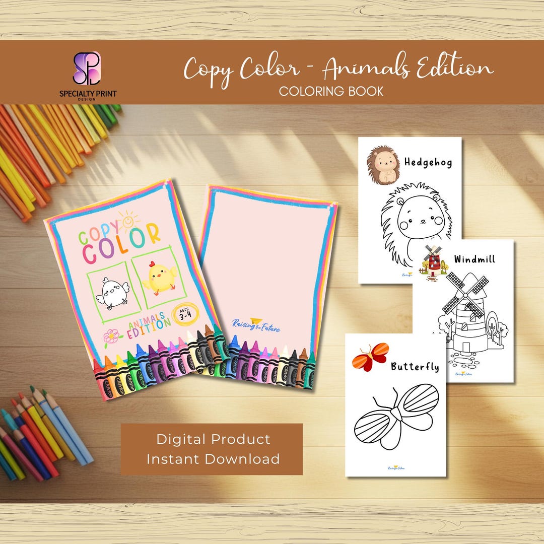Printable Copy Color Animals for Kids | Preschool Coloring Book Ages 3 ...