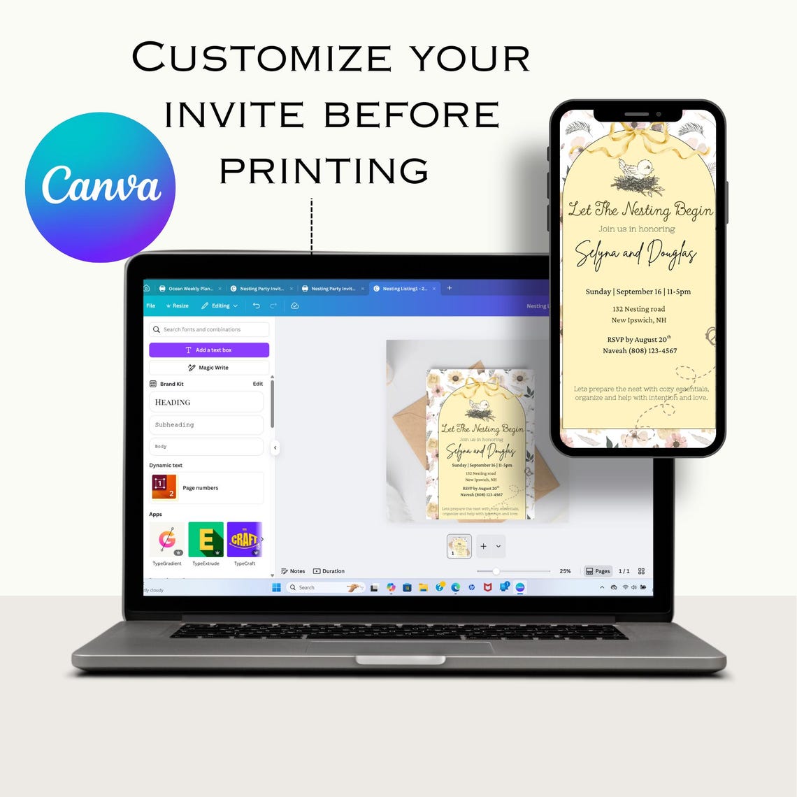 Nesting Party Invitation | Prep the Nest Invite | Editable Template ...