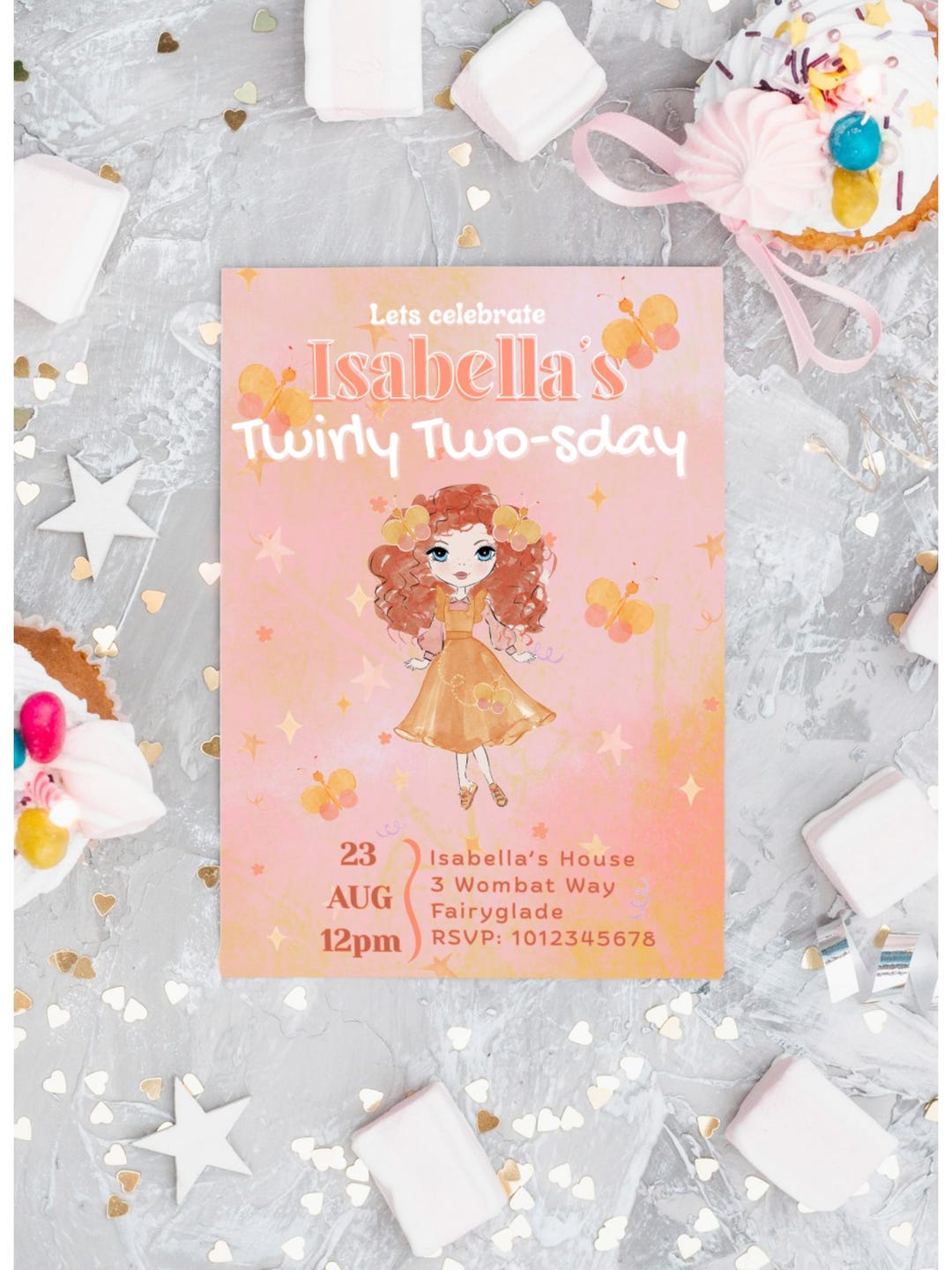 Emma Memma Inspired Twirly Twosday Birthday Kids Party Invite Template ...