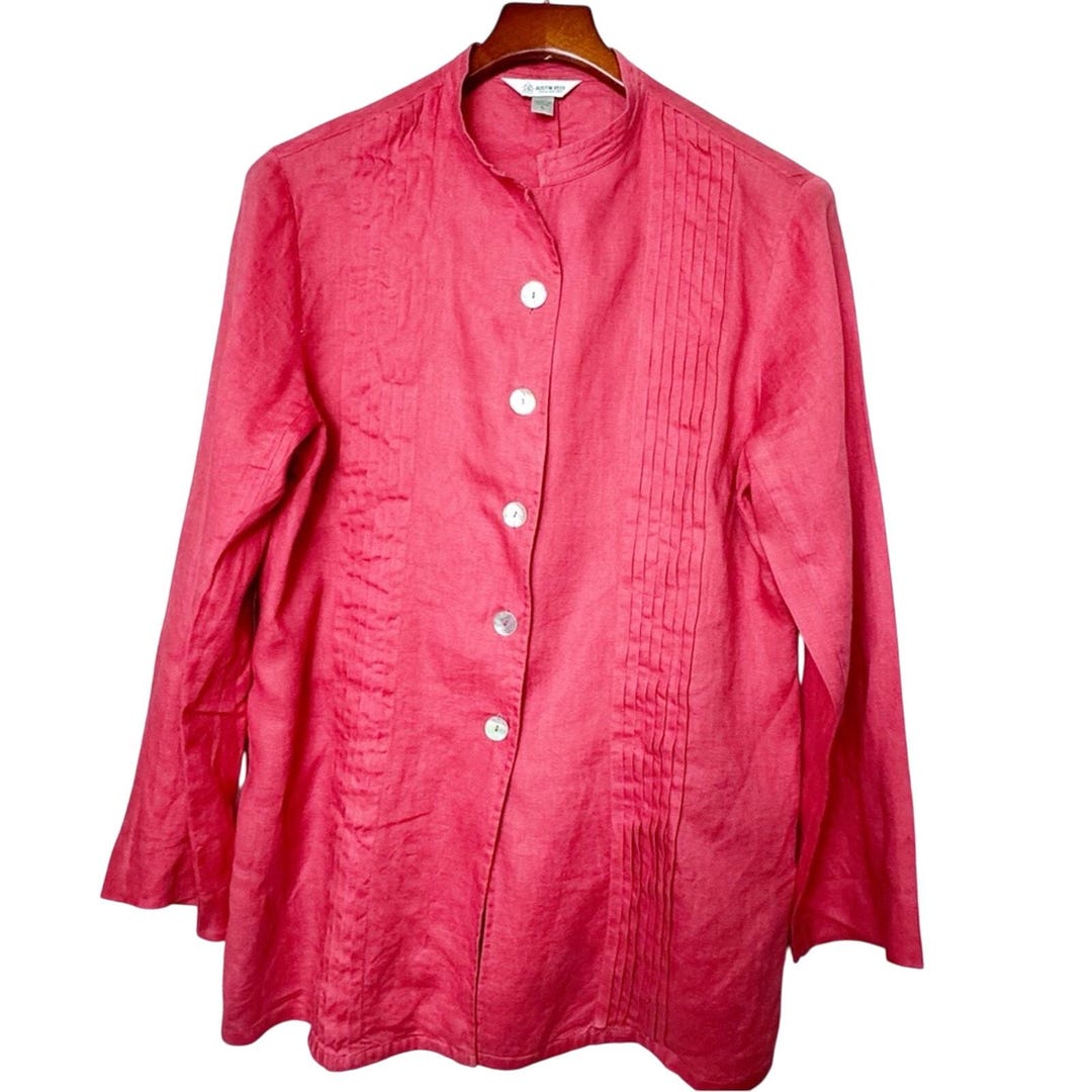 Vintage Austin Reed Linen Coral Pintuck Shacket Women’s Size Large - Etsy