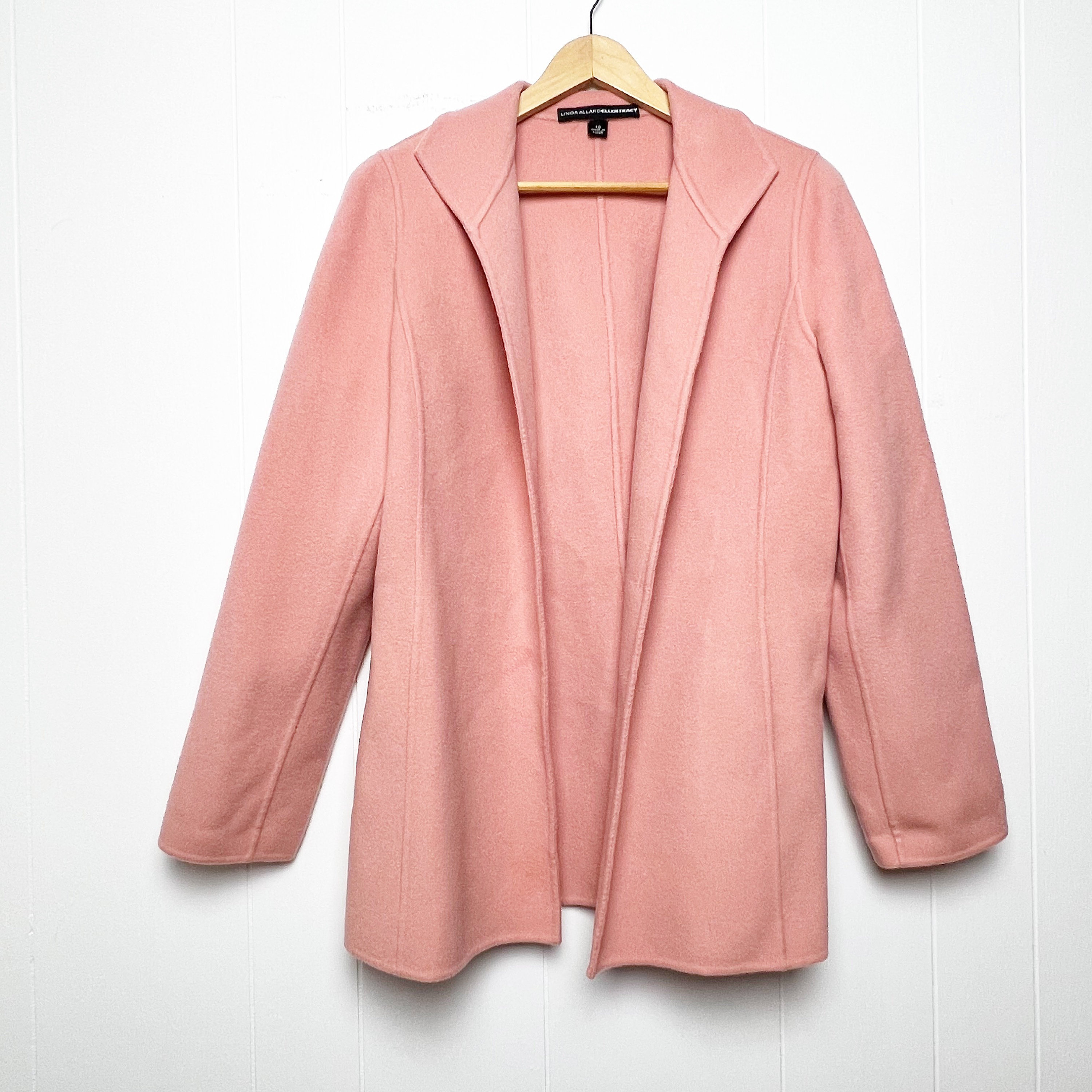 Vintage Linda Allard Ellen Tracy Peach Wool Open Front Coat Womens Size ...