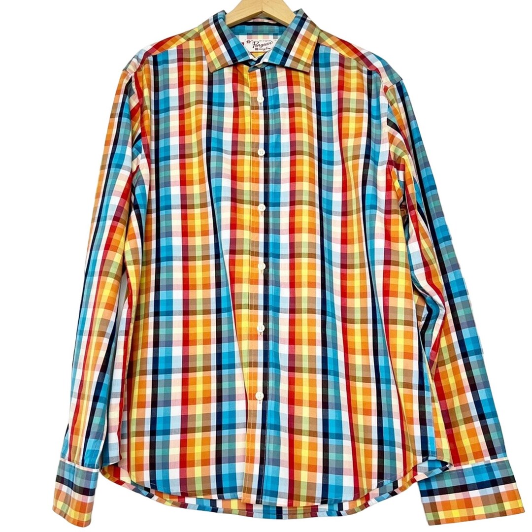 Penguin by Musingwear Bright Multi Check Button up Shirt Men’s Size XL ...